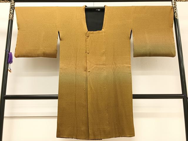 平和屋着物＃道行コート リバーシブル 霞文 暈し染め 黒地 銀糸 ロング