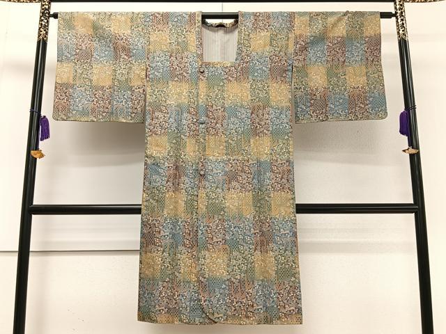 平和屋着物＃道行コート　籠目枝花文　ロング丈　正絹　逸品　CAAT5958id