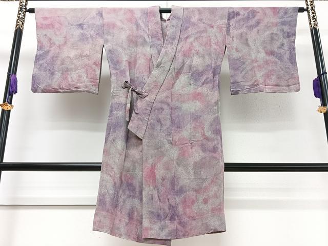 平和屋着物▽道中着　単衣　霞文　暈し染め　鬼しぼ縮緬　ロング丈　正絹　逸品　CAAT5967id