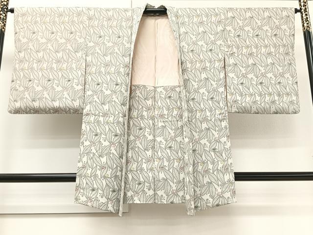 平和屋着物＃長羽織　寿光織　葉尽くし　金糸　正絹　逸品　CAAT5981id