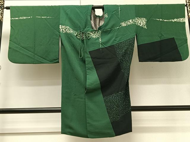 平和屋着物＃コート作家　三本賢　道行コート　幾何学文様　ロング丈　正絹　逸品　CAAT5997id