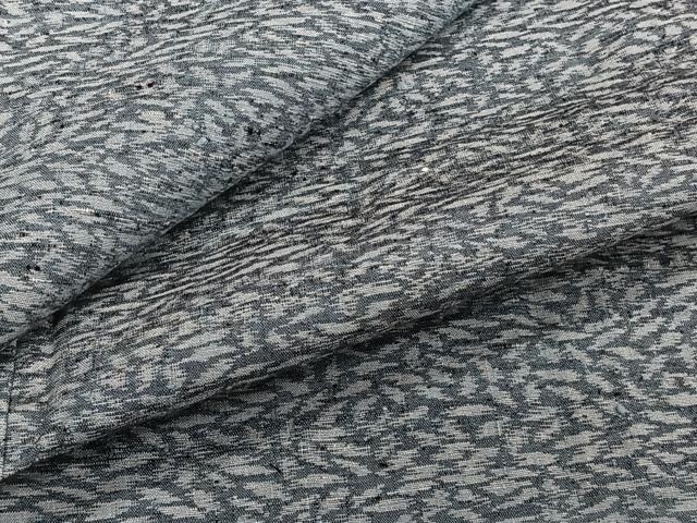 平和屋着物▽上質な紬　単衣　葉尽くし　正絹　逸品　CAAT6557xi