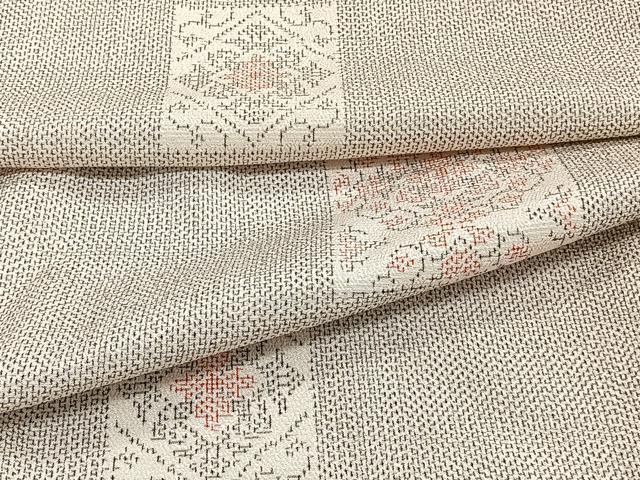 平和屋着物▽本塩沢　単衣　正倉院花文　正絹　逸品　CAAT6595xi