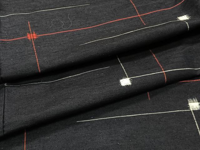 平和屋着物▽上質な紬　単衣　抽象文　正絹　逸品　CAAT6602xi