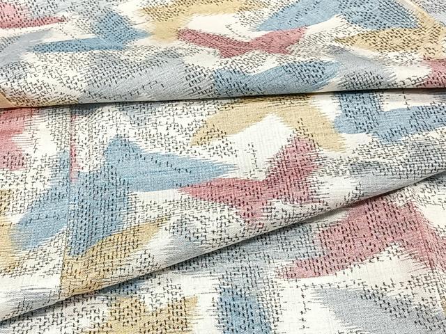 平和屋着物▽上質な紬　単衣　舞蝶文　正絹　逸品　CAAT6614xi