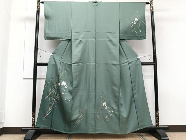 平和屋着物▽訪問着　単衣　草花文　金銀彩　正絹　逸品　CAAT6625xi