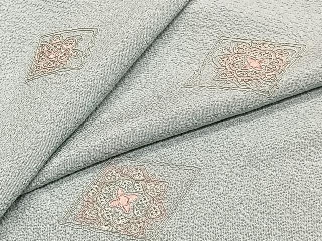 平和屋着物▽中国三大刺繍　スワトウ刺繍　訪問着　単衣　総刺繍　花菱文　やまと誂製　正絹　逸品　CAAT6631xi