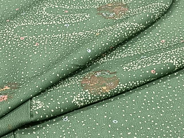 平和屋着物▽小紋　単衣　エ霞草花文　金彩　洗える着物　CAAT6638xi