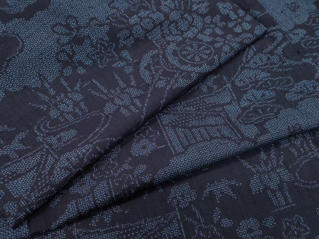 平和屋着物●結城紬　100亀甲　屏風花車文　正絹　逸品　CAAT6821vf