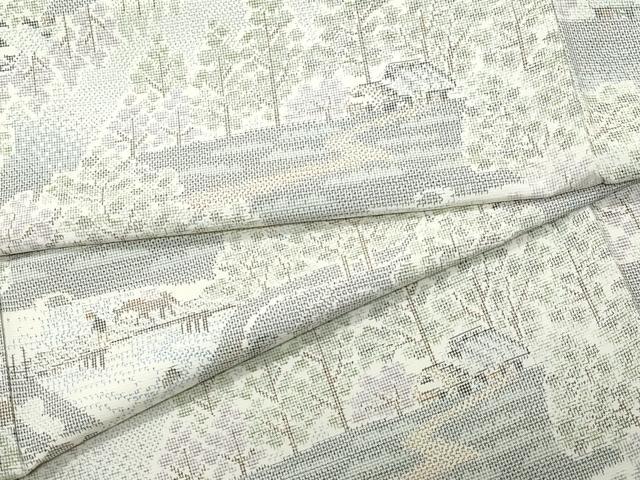 平和屋着物●上質な紬　人物風景草木文　正絹　逸品　CAAT6830vf