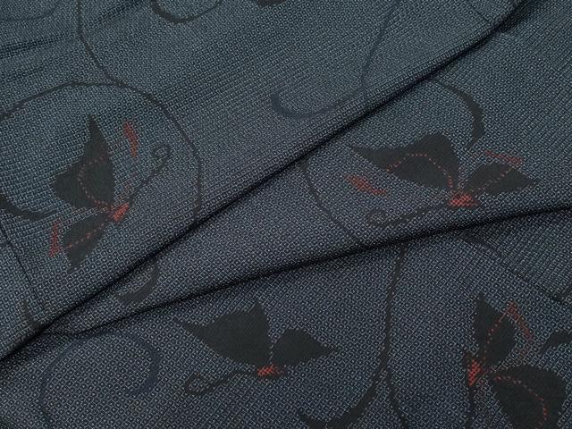 平和屋着物●本塩沢　110亀甲　舞蝶唐草文　正絹　逸品　未使用　CAAT6969vf