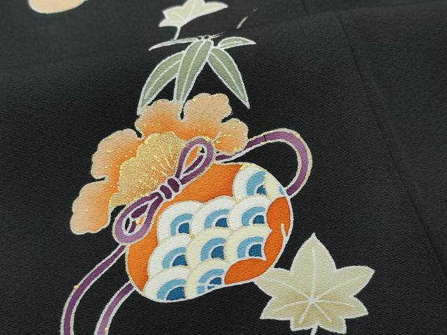 平和屋着物○訪問着 宝尽くし文 黒地 金彩 銀座せきね 正絹 逸品
