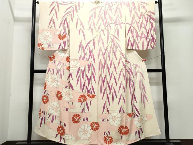 平和屋着物●アンティーク　大正ロマン　訪問着　舞花文　金彩　正絹　逸品　CAAT7057vf