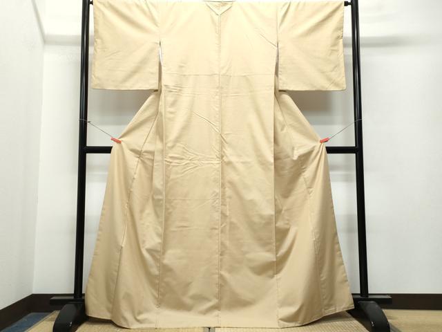 平和屋着物○本場結城紬 重要無形文化財 色無地 白茶色 正絹 逸品