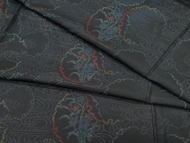 平和屋着物●本場大島紬　雪輪草花文　正絹　逸品　未使用　CAAT7082vf