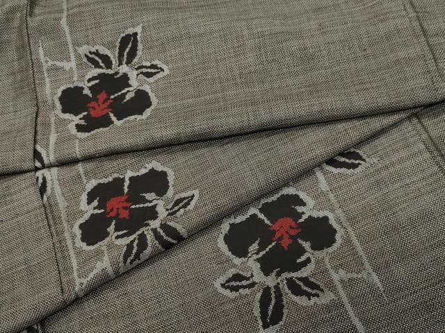 平和屋着物●本場大島紬　9マルキ　草花文　正絹　逸品　CAAT7088vf