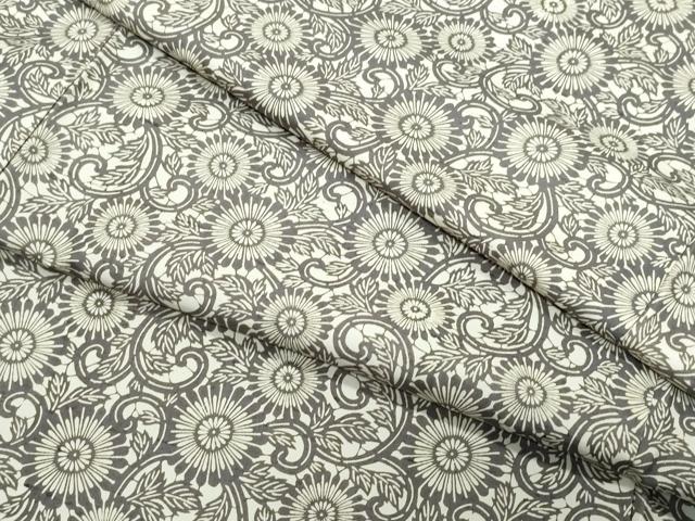 平和屋着物●上質な小紋　紬地　型染め　花唐草文　やまと誂製　正絹　逸品　CAAT7116vf