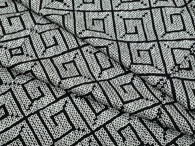 平和屋着物●上質な小紋　総絞り　吉祥文　黒地　正絹　逸品　未使用　CAAT7138vf