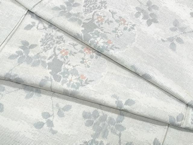 平和屋着物●上質な紬　雪輪枝花文　正絹　逸品　CAAT7157vf