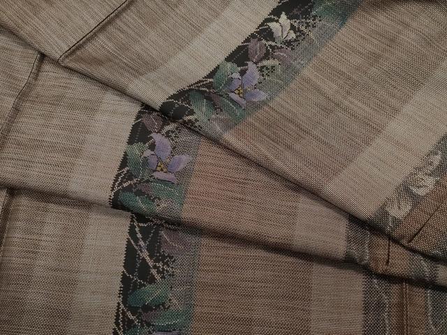 平和屋着物●本場大島紬　9マルキ　草花文　正絹　逸品　CAAT7168vf