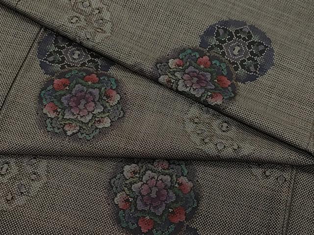 平和屋着物●本場大島紬　9マルキ　吉祥花文　正絹　逸品　CAAT7171vf