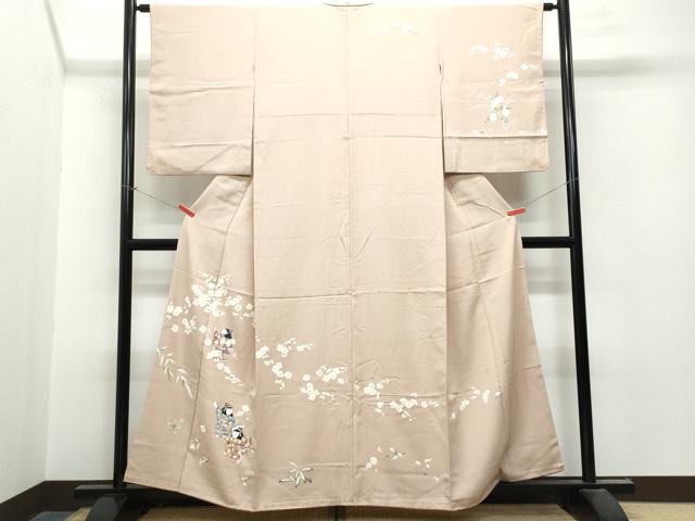 平和屋着物●訪問着　友禅　童子遊び枝梅文　正絹　逸品　CAAT7198vf