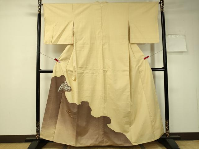 平和屋着物●色留訪問着　総刺繍　紬地　竹垣すすき文　ますいわ屋扱い　正絹　逸品　CAAT7559vp