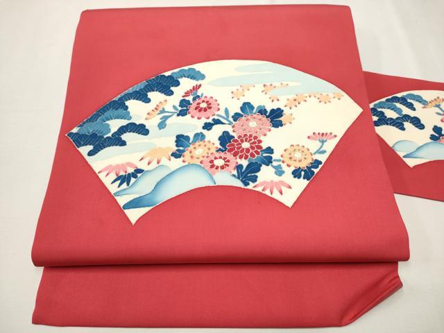 平和屋着物●本加賀友禅作家　寺西次作　塩瀬　九寸名古屋帯　地紙草花文　金彩　正絹　逸品　CAAT8007hy