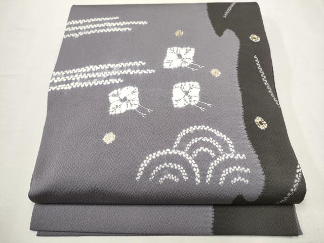 平和屋着物●九寸開き名古屋帯　絞り　流水飛鳥文　金彩　正絹　逸品　CAAT8017hy