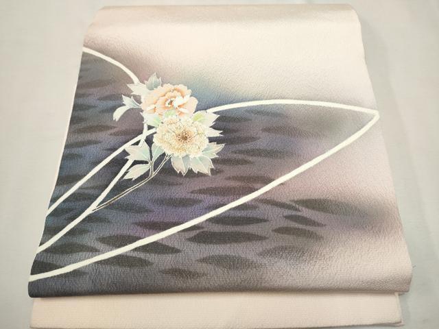 平和屋着物●九寸開き名古屋帯　刺繍　枝花文　金彩　正絹　逸品　CAAT8021hy