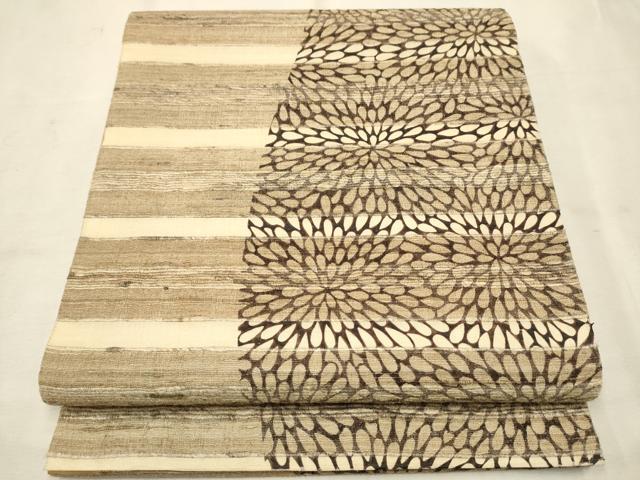 平和屋着物●インド・アッサム　野蚕糸　手織　ムガシルク　全通柄袋帯　柿渋染め　花尽し　正絹　逸品　CAAT8031hy