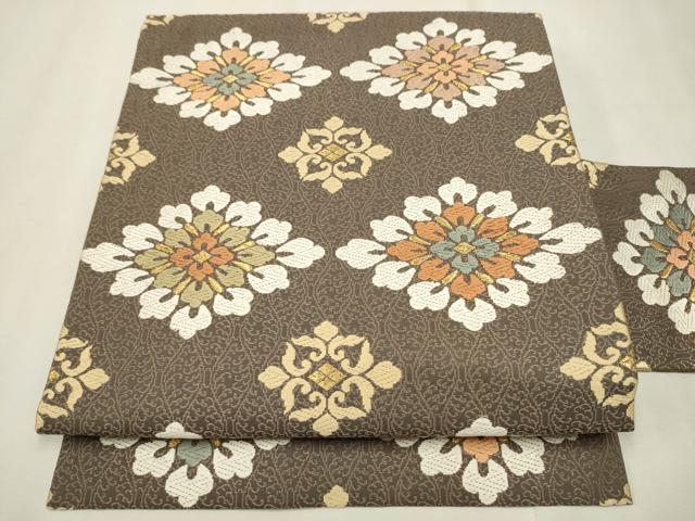平和屋着物●九寸名古屋帯　唐織　花菱文　金糸　正絹　逸品　CAAT8041hy
