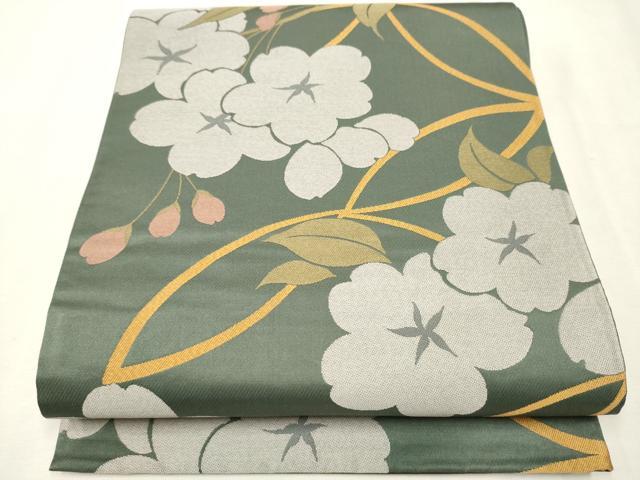 平和屋着物●六通柄袋帯　舞桜文　正絹　逸品　CAAT8050hy