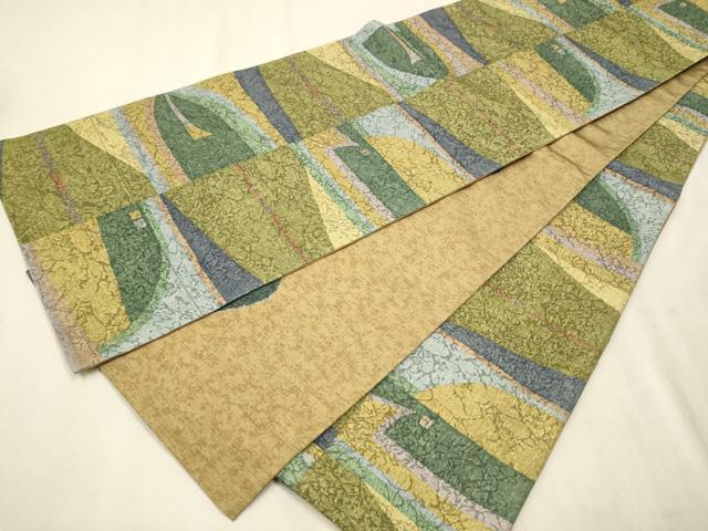 平和屋着物●西陣　老舗　渡文謹製　手織　両面　全通柄袋帯　纐纈　吉祥文　正絹　逸品　CAAT8060hy