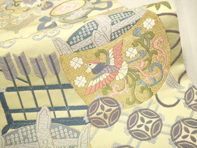 平和屋着物○六通柄袋帯 唐織 聚楽秀宝文 金糸 正絹 逸品