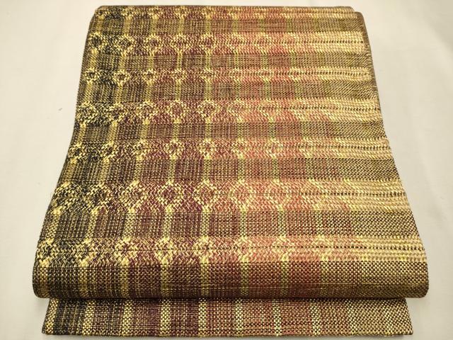 平和屋着物●ひなや工房　くむ・あむ・おる　伊豆蔵明彦　太鼓柄袋帯　横段文　金糸　正絹　逸品　CAAT8071hy