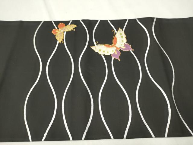 平和屋着物○塩瀬 九寸名古屋帯 舞蝶文 金彩 正絹 逸品 CAAV7011hy