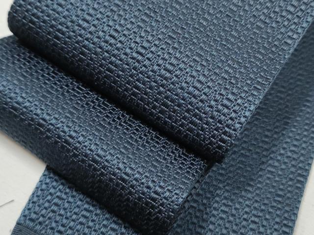 平和屋着物●男性　本場筑前博多織　角帯　藍鉄色　寺島織物謹製　証紙付き　正絹　逸品　CAAT8116hy