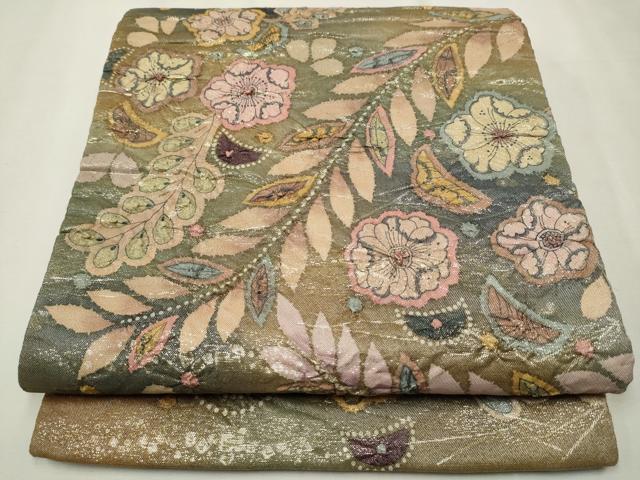 平和屋着物●太鼓柄袋帯　作家物　辻が花　絞り　金糸　正絹　逸品　CAAT8131hy