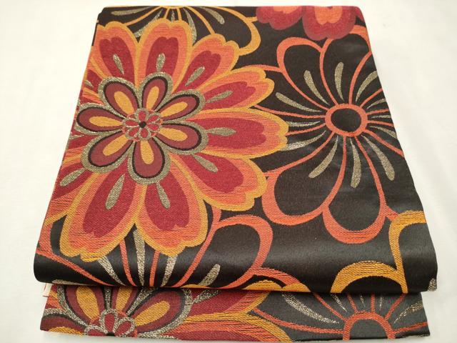 平和屋着物●H・L（アッシュエル）　HENRI-LUC CHAPUIS　全通柄袋帯　舞花文　金糸　紙タグ付き　CAAT8187hy