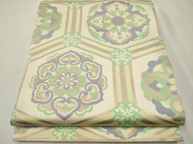 平和屋着物●六通柄袋帯　天井花文　金糸　正絹　逸品　CAAT8191hy