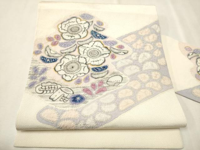 平和屋着物●九寸名古屋帯　作家物　辻が花　絞り　鬼しぼ縮緬　正絹　逸品　CAAT8197hy