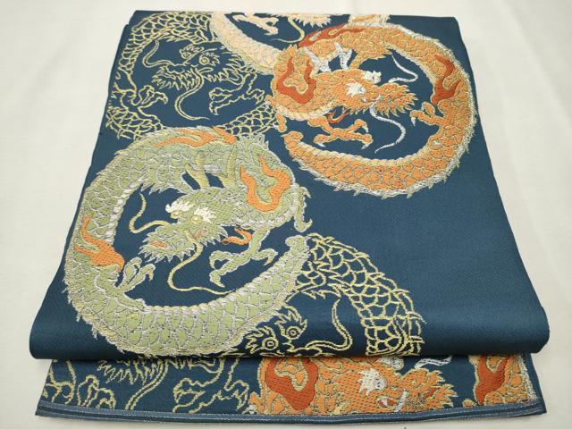 平和屋着物●アンティーク　大正ロマン　六通柄　本袋帯　唐織　龍　金銀糸　正絹　逸品　CAAT8295hy