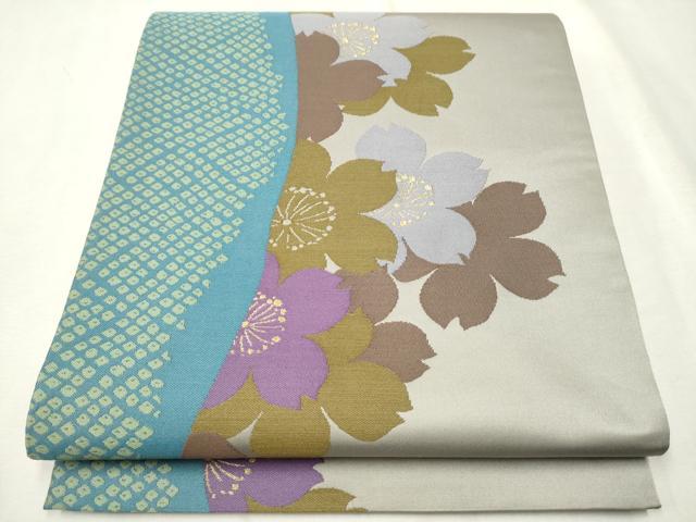 平和屋着物●世界的人形師　辻村寿三郎　ジュサブロー　六通柄袋帯　舞桜文　金糸　正絹　逸品　CAAT8310hy