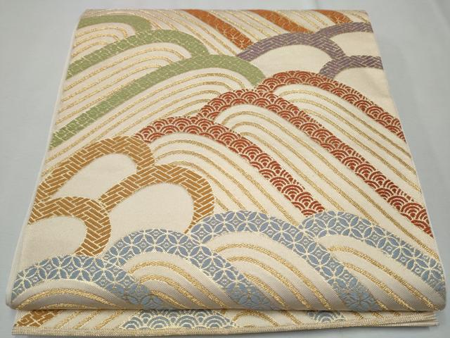 平和屋着物●西陣　川島織物　六通柄　本袋帯　流水紋　金糸　正絹　逸品　CAAT8313hy