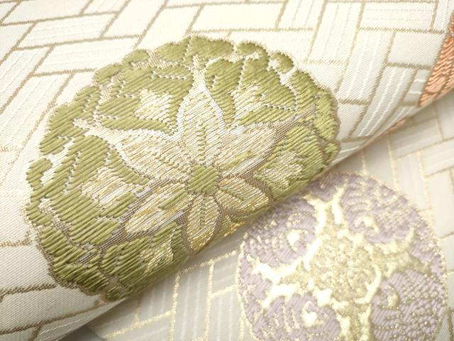 平和屋着物○九寸名古屋帯 唐織 花丸文 金糸 正絹 逸品 DAAQ3305ps