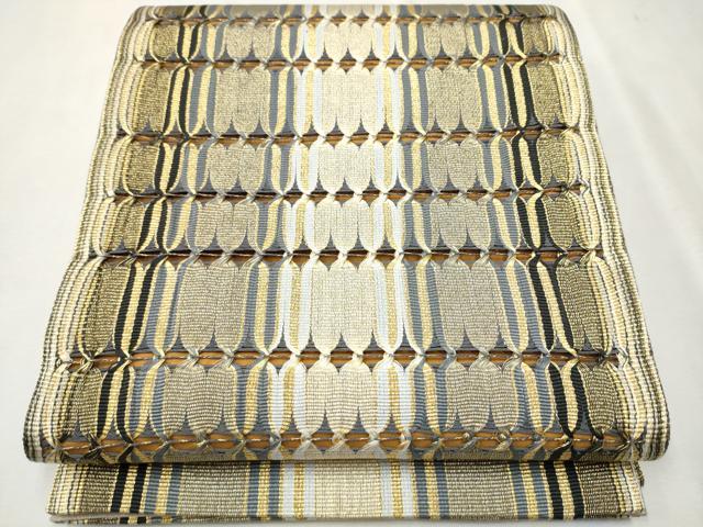 平和屋着物●太鼓柄袋帯　もじり織　吉祥文　金糸　正絹　逸品　CAAT8356hy