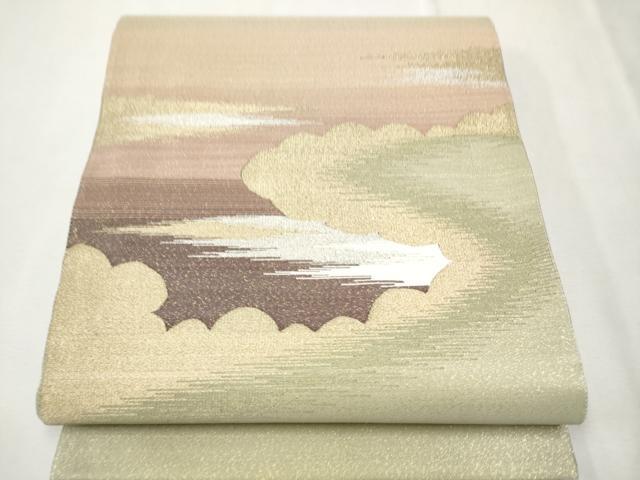 平和屋着物●爪掻き本綴れ　太鼓柄袋帯　霞文　金銀糸　正絹　逸品　CAAT8361hy