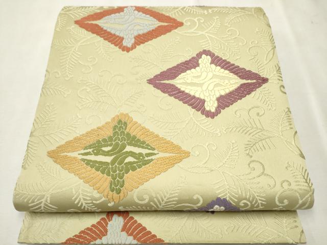 平和屋着物●六通柄袋帯　唐織　菱飛鶴文　正絹　逸品　CAAT8373hy