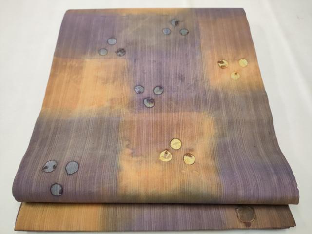 平和屋着物●全通柄袋帯　紬地　臈纈染め　抽象文　正絹　逸品　CAAT8378hy